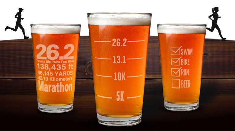 Boston 26.2 Route 16 oz Beer Pint Glass | Gone For a Run