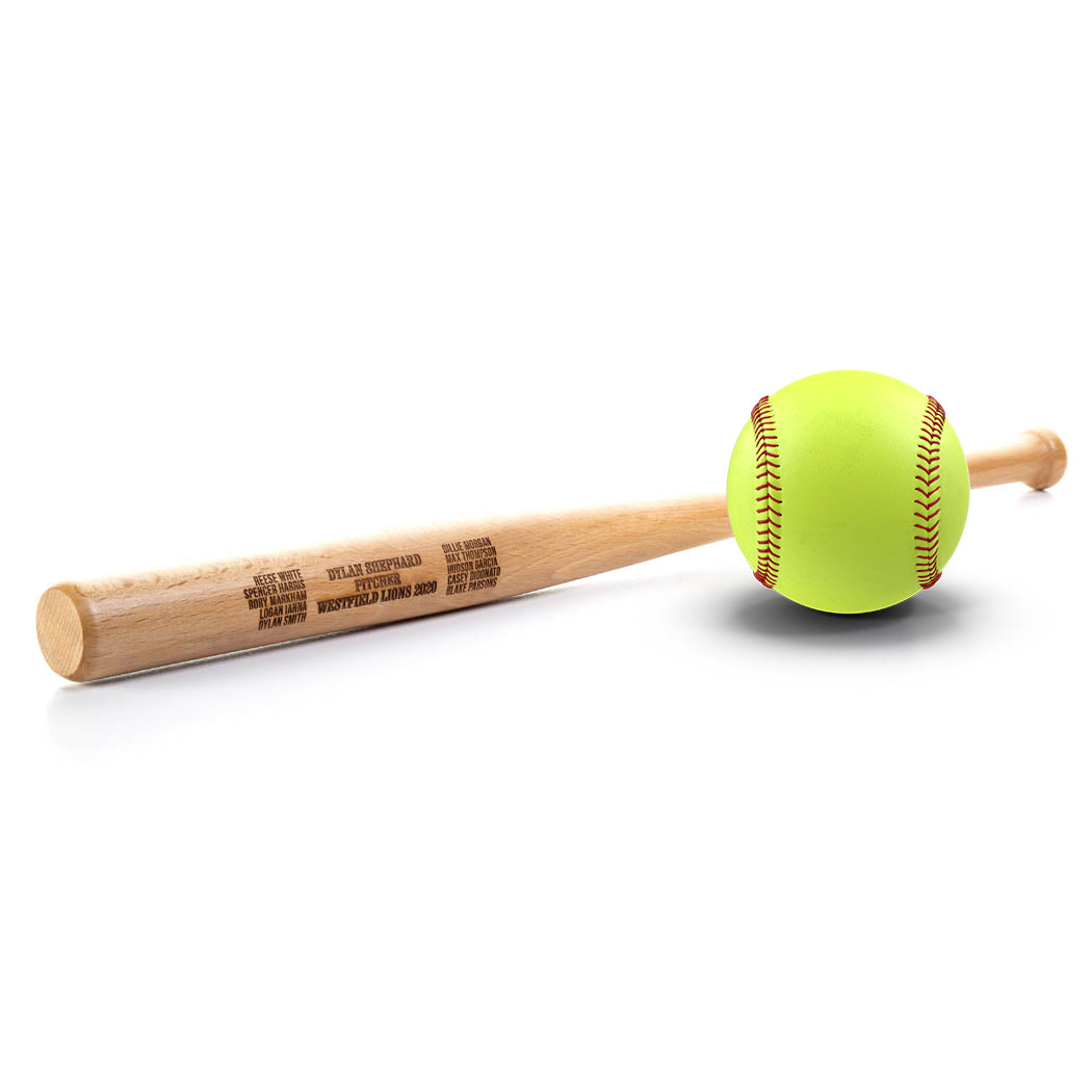 Engraved Mini Softball Bat - Custom Text With Roster | ChalkTalkSPORTS