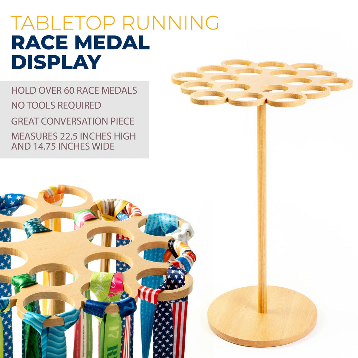 Premier Wood Tabletop Running Race Medal Display | Gone For a Run