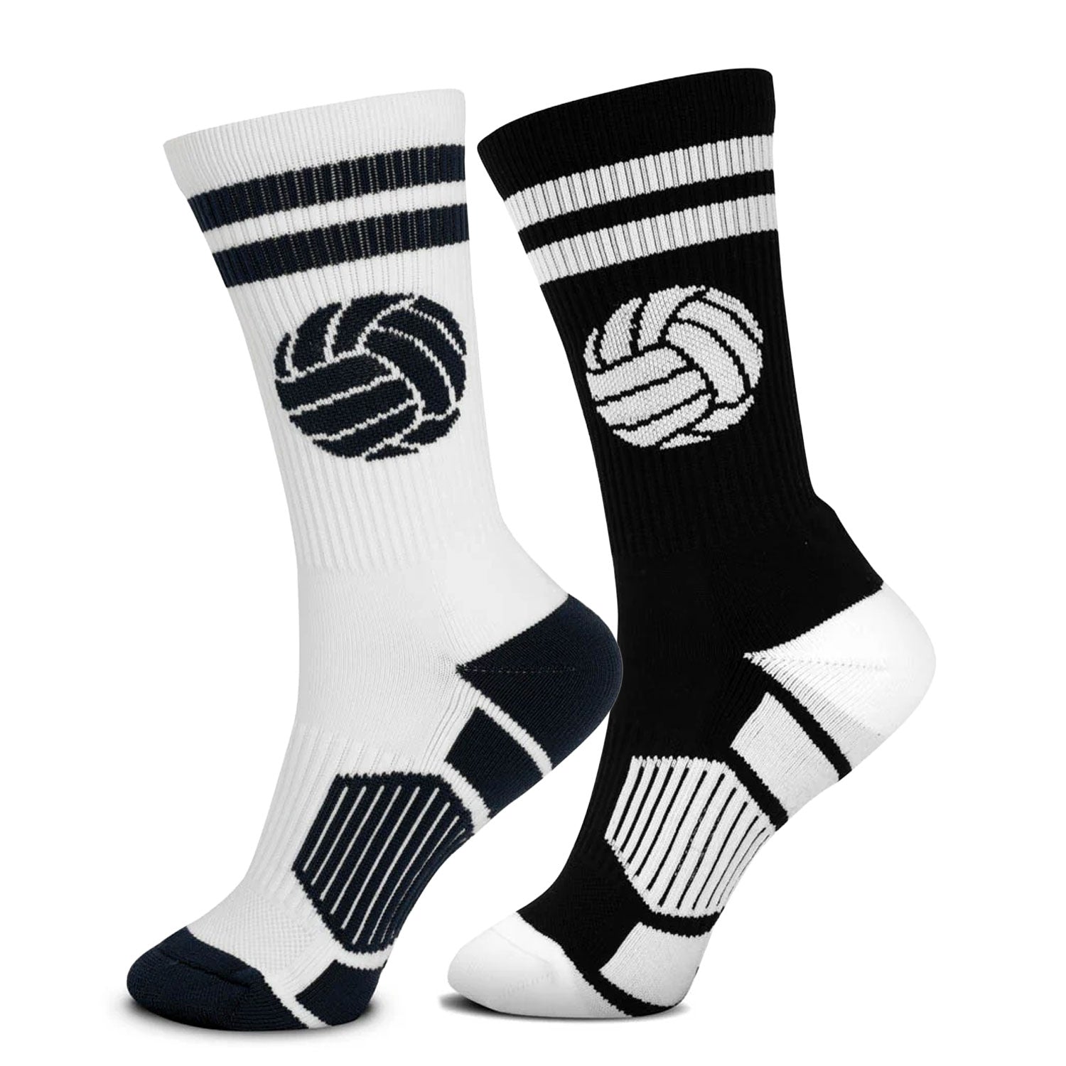 Volleyball Woven Mid-Calf Sock Set - Black & White Victory ...